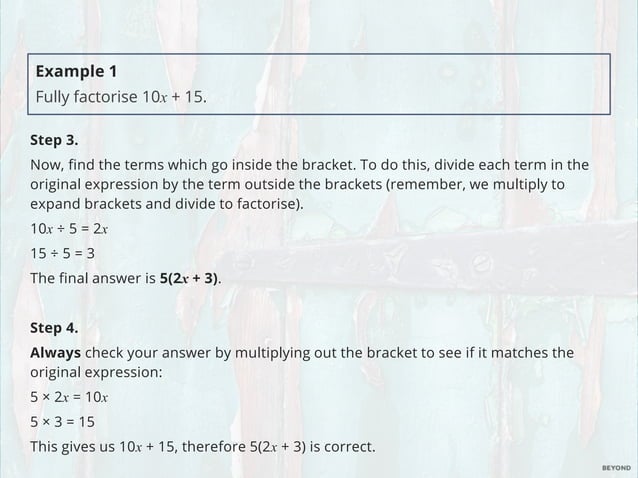 Factorising Single Brackets Presentation.pptx | Sports