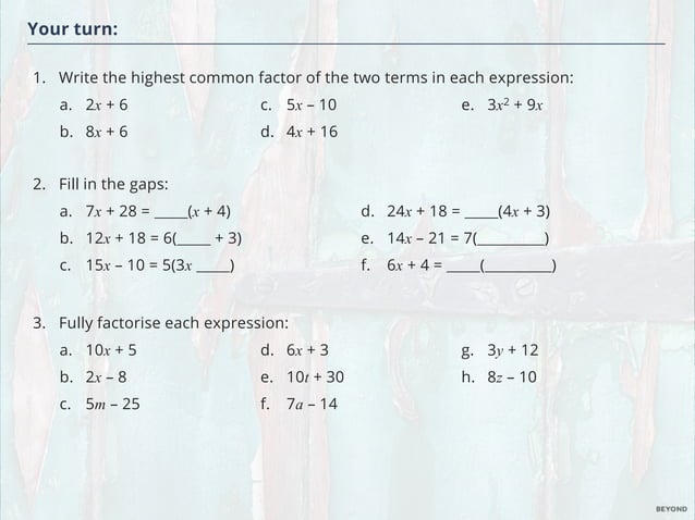 Factorising Single Brackets Presentation.pptx | Sports