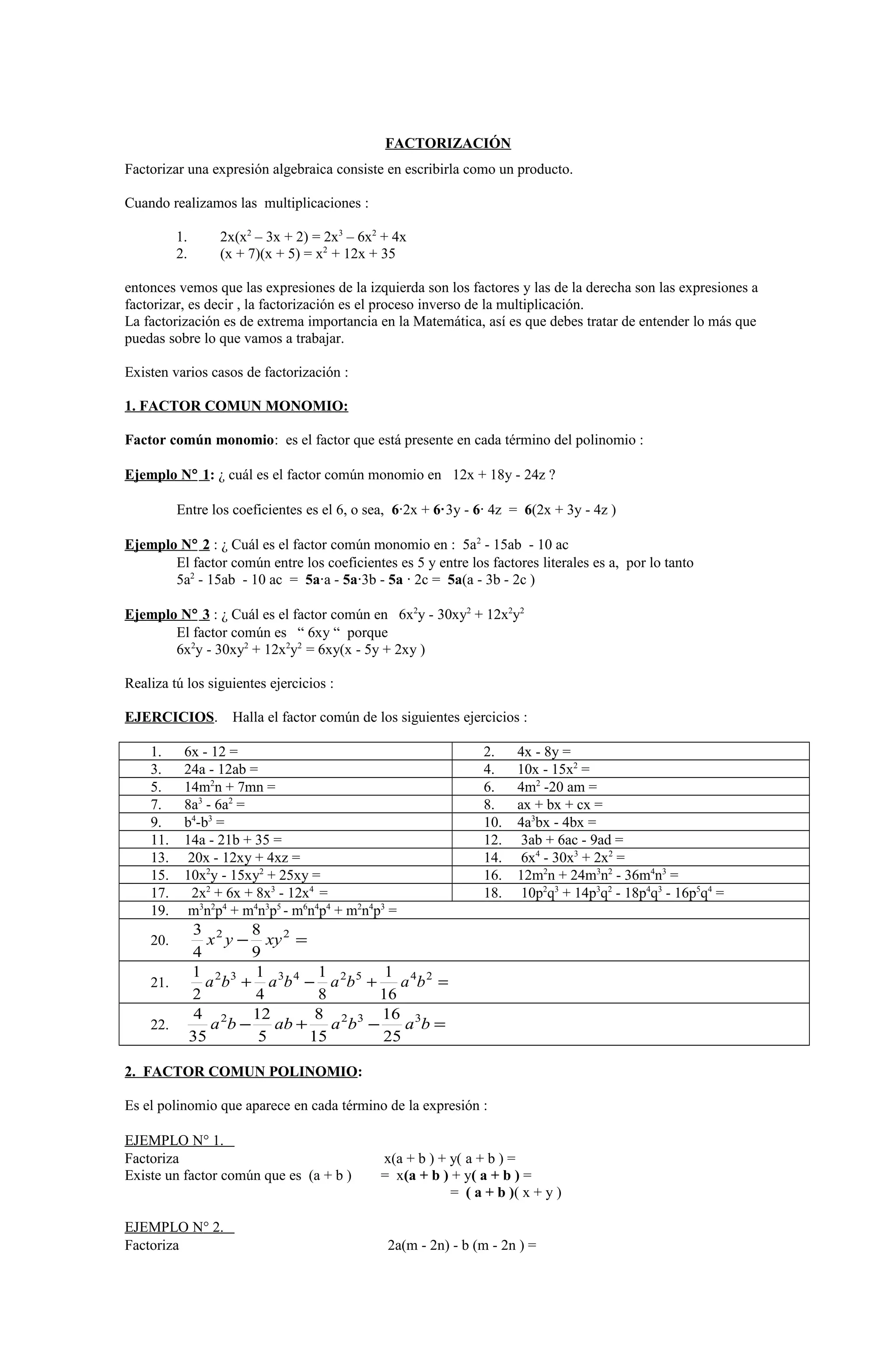 Factorización | DOC