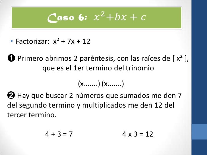 kata blog: Casos De Factorizacion