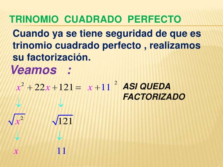 Que Es Un Trinomio Cuadrado Perfecto Y Como Se Factoriza - Descargar Pdf