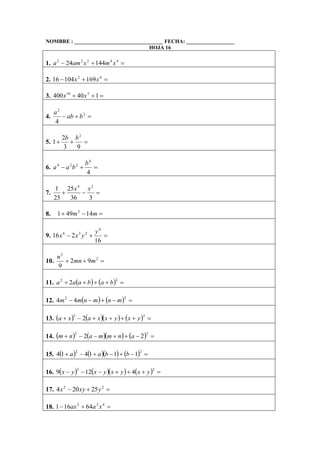 Factorizacion ejercicios varios | DOC