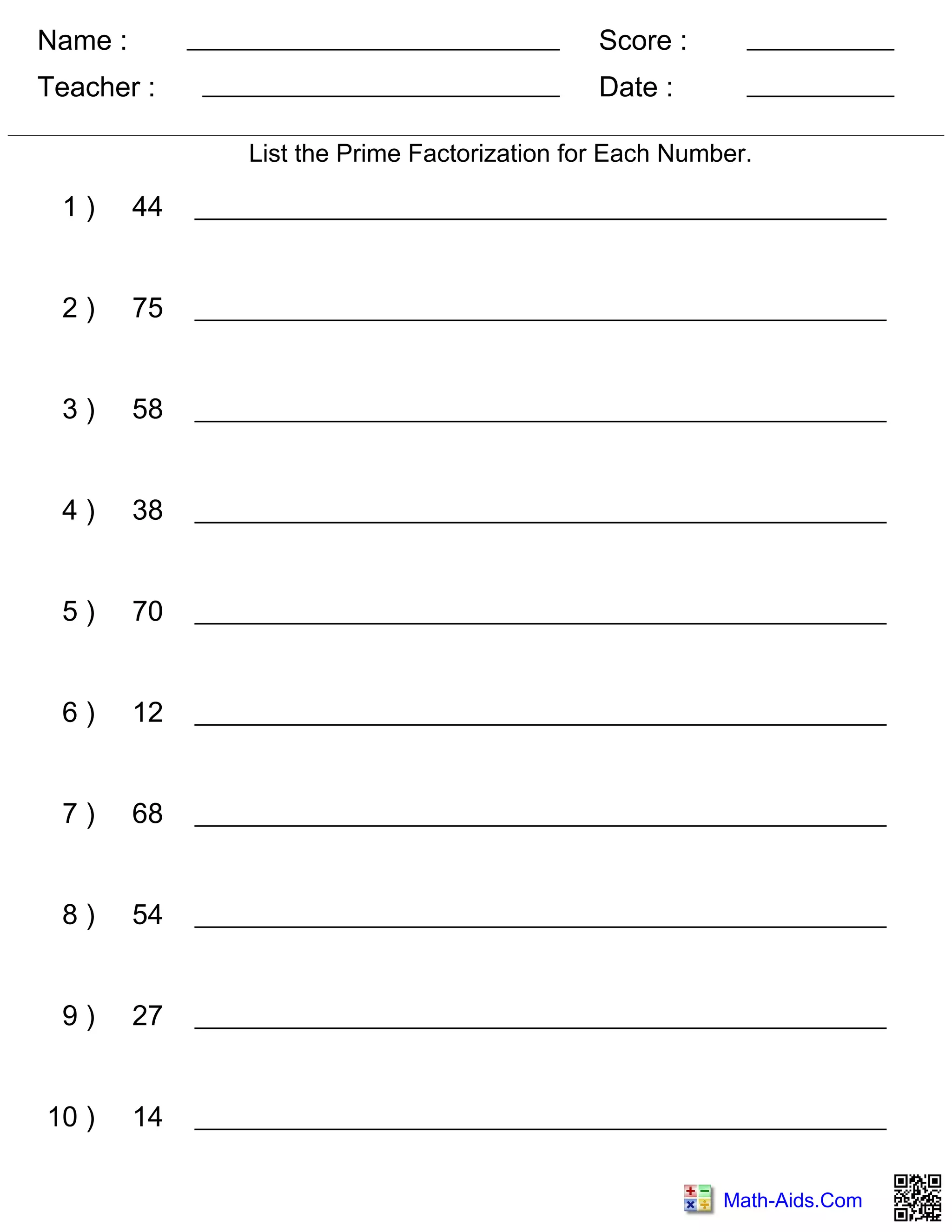 Prime Factorization | PDF | Homework and Study | Education