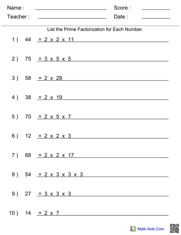 Prime Factorization | PDF | Homework and Study | Education
