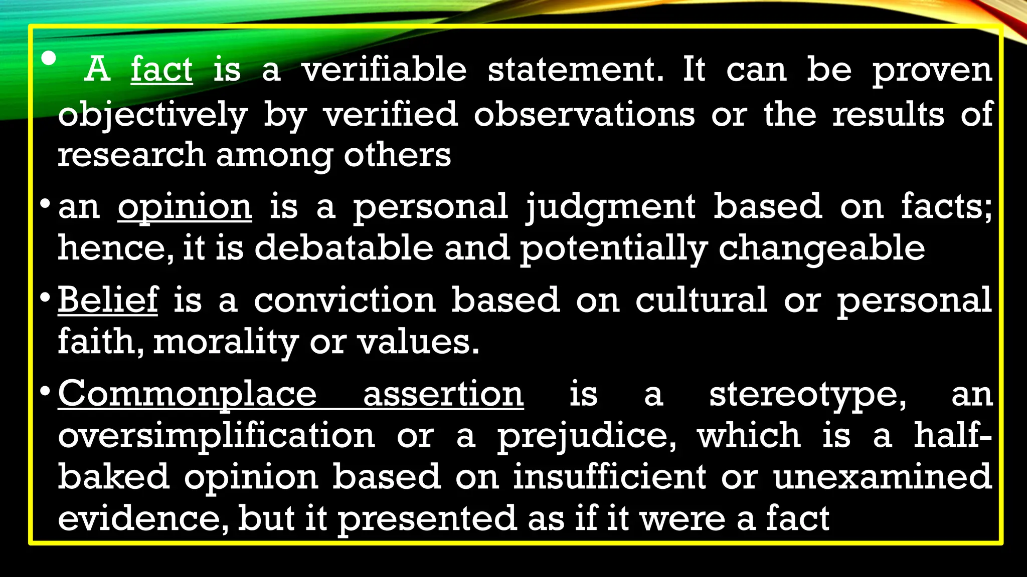 FACT OR OPINION - ENGLISH 10 - 2nd QUARTER | PPTX