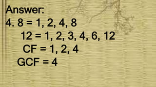 Factors and greatest common factor | PPTX