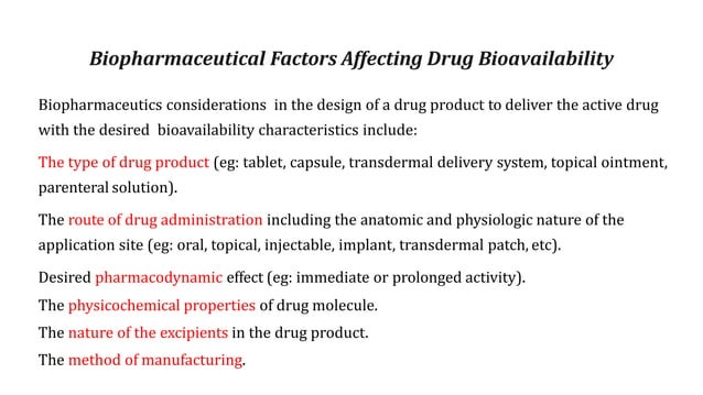 biopharmaceutical factors affecting drug bioavailability.pptx | Pharmaceutical Industry | Industries