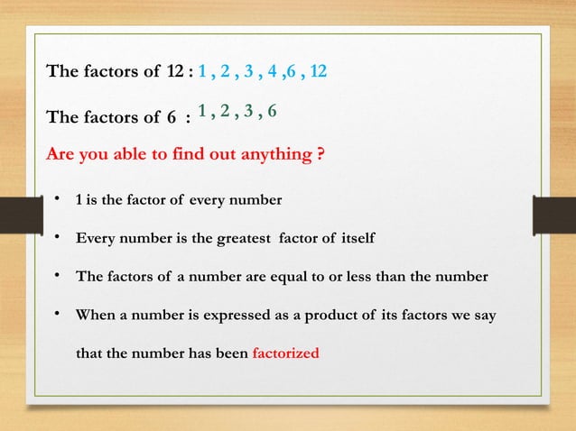 POWERPOINT PRESENTATION ON FACTORS GRADE 4 | PPTX