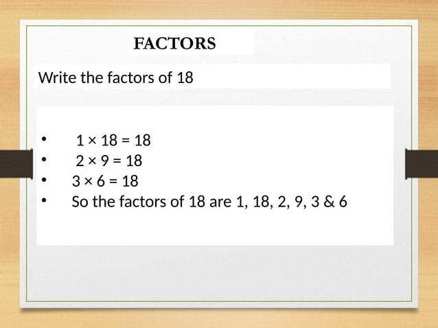 POWERPOINT PRESENTATION ON FACTORS GRADE 4 | PPTX