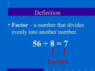 Factors, Prime Numbers and Composite numbers | PPT