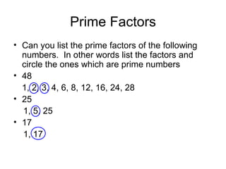 Factors And Primes | PPT