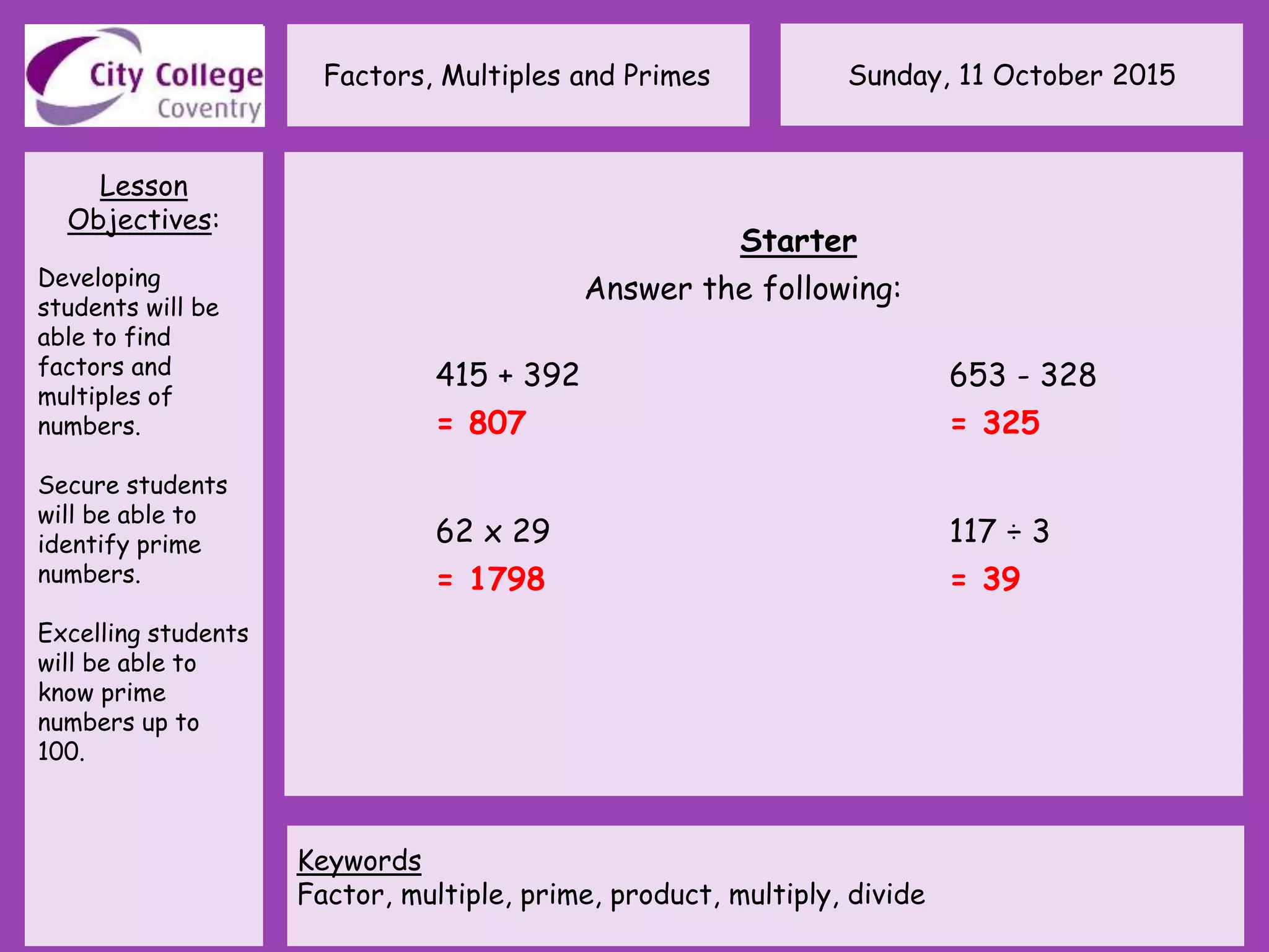 Factors -multiples-and-primes | PPTX