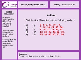 Factors -multiples-and-primes | PPTX