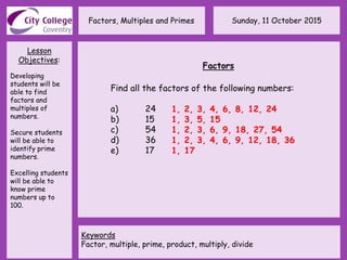 Factors -multiples-and-primes | PPTX