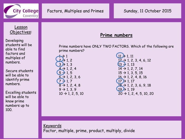 Factors -multiples-and-primes | PPTX