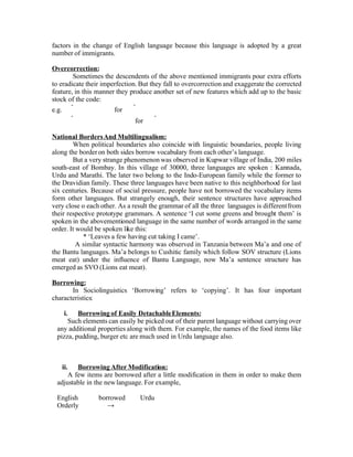 Factors Of Language Change 1 | DOC