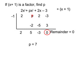 Factors of po lynomials + solving equations | PPT