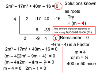 Factors of po lynomials + solving equations | PPT