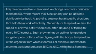 FACTORS AFFECTING ENZYMES (TEMPERATURE,ph, and SUBTRATES | PPTX