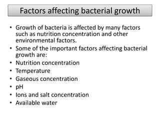 Factors affecting bacterial growth | PDF