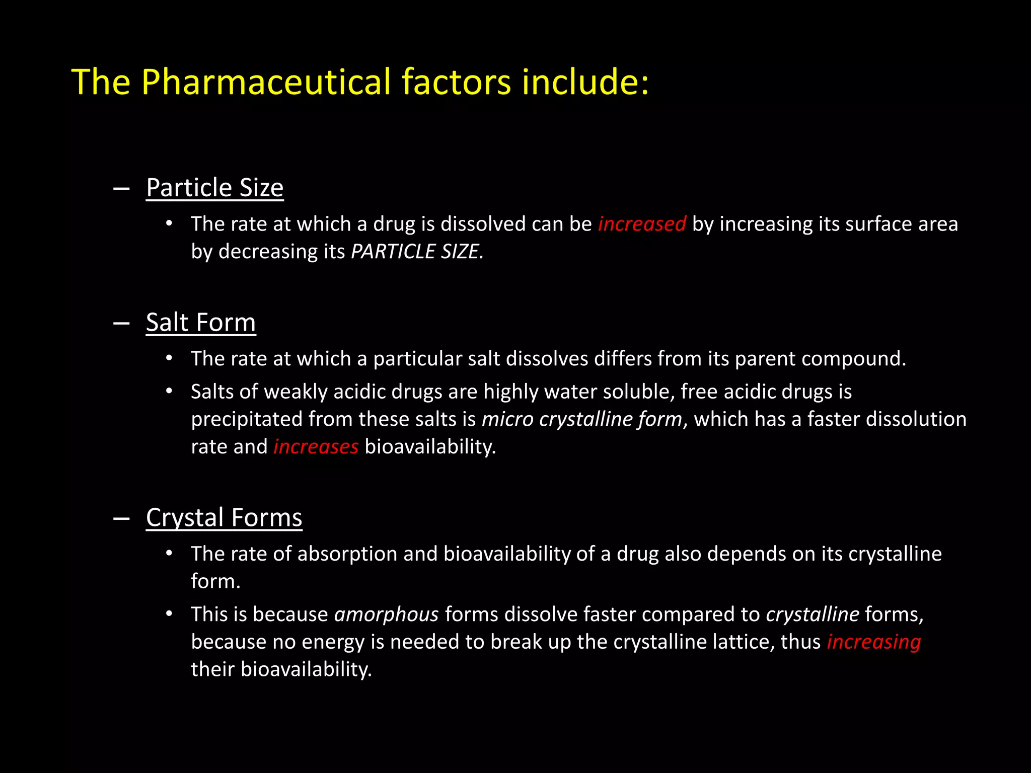 Factors affecting bioavailability. | PPTX