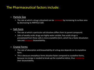 Factors affecting bioavailability. | PPTX