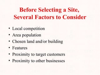 Factors affecting business location | PPT