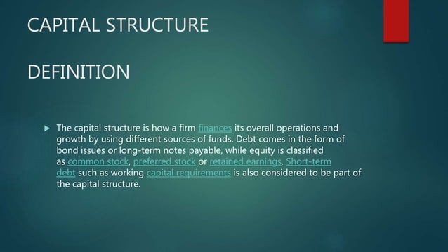 Factors affecting capital structure | PPTX