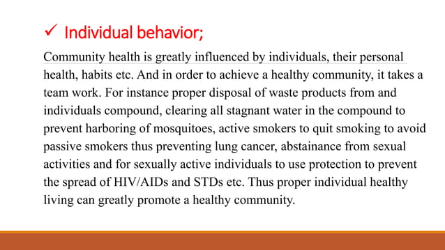 Factors affecting community health | PPTX