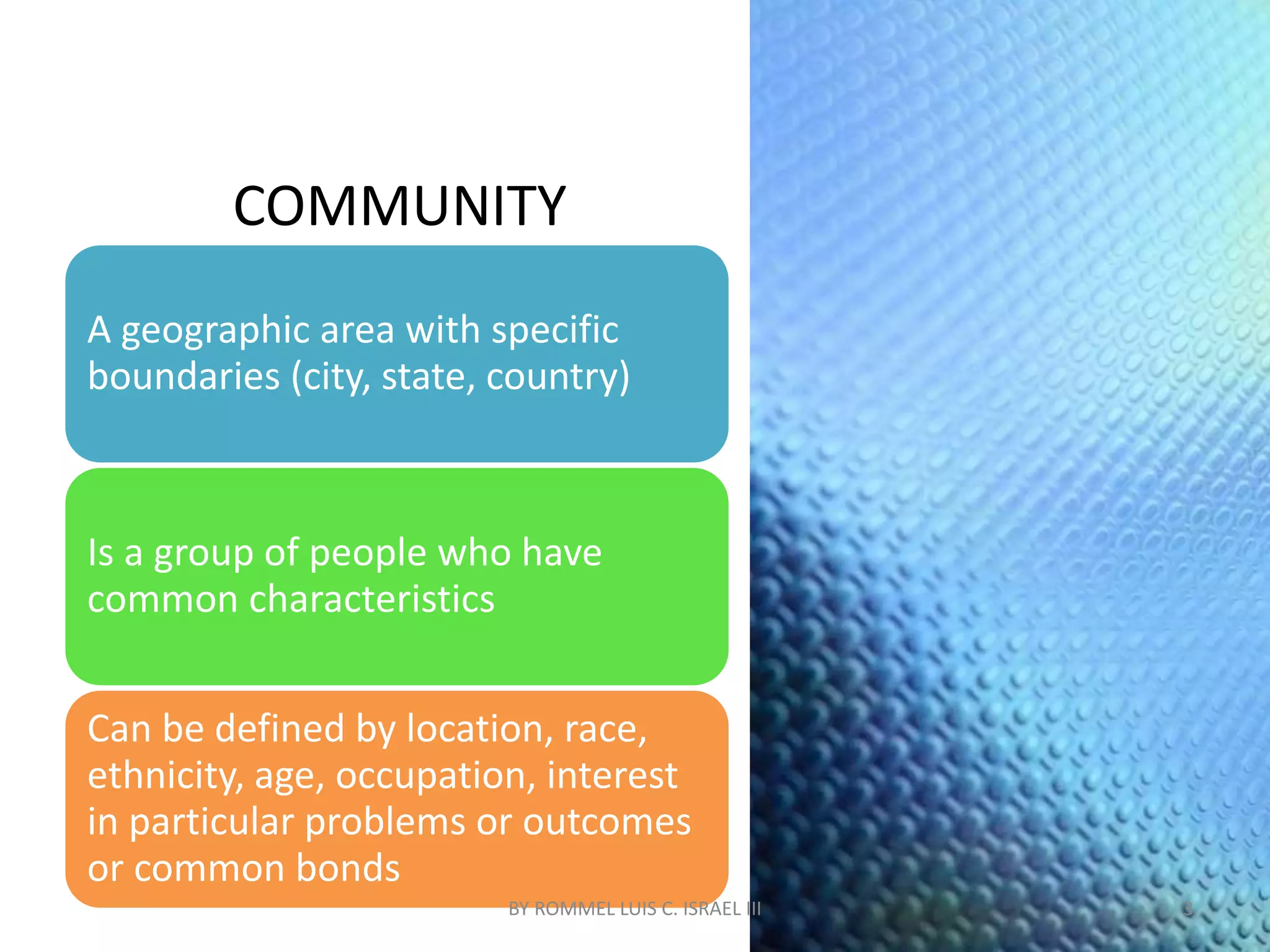 FACTORS AFFECTING COMMUNITY HEALTH | PPTX