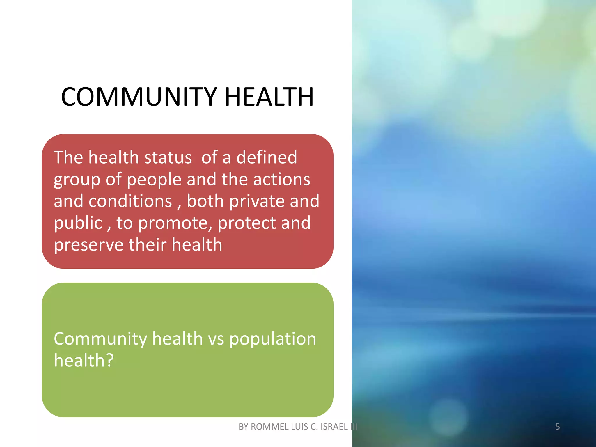 FACTORS AFFECTING COMMUNITY HEALTH | PPTX