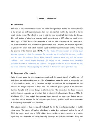 Factors affecting customer loyalty in telecom sector in india | DOCX
