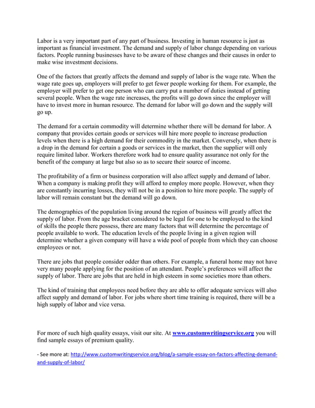 Factors affecting demand and supply of labor | PDF | Job Market | Economy