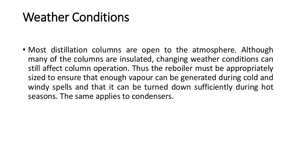 Factors Affecting Distillation Column Operation