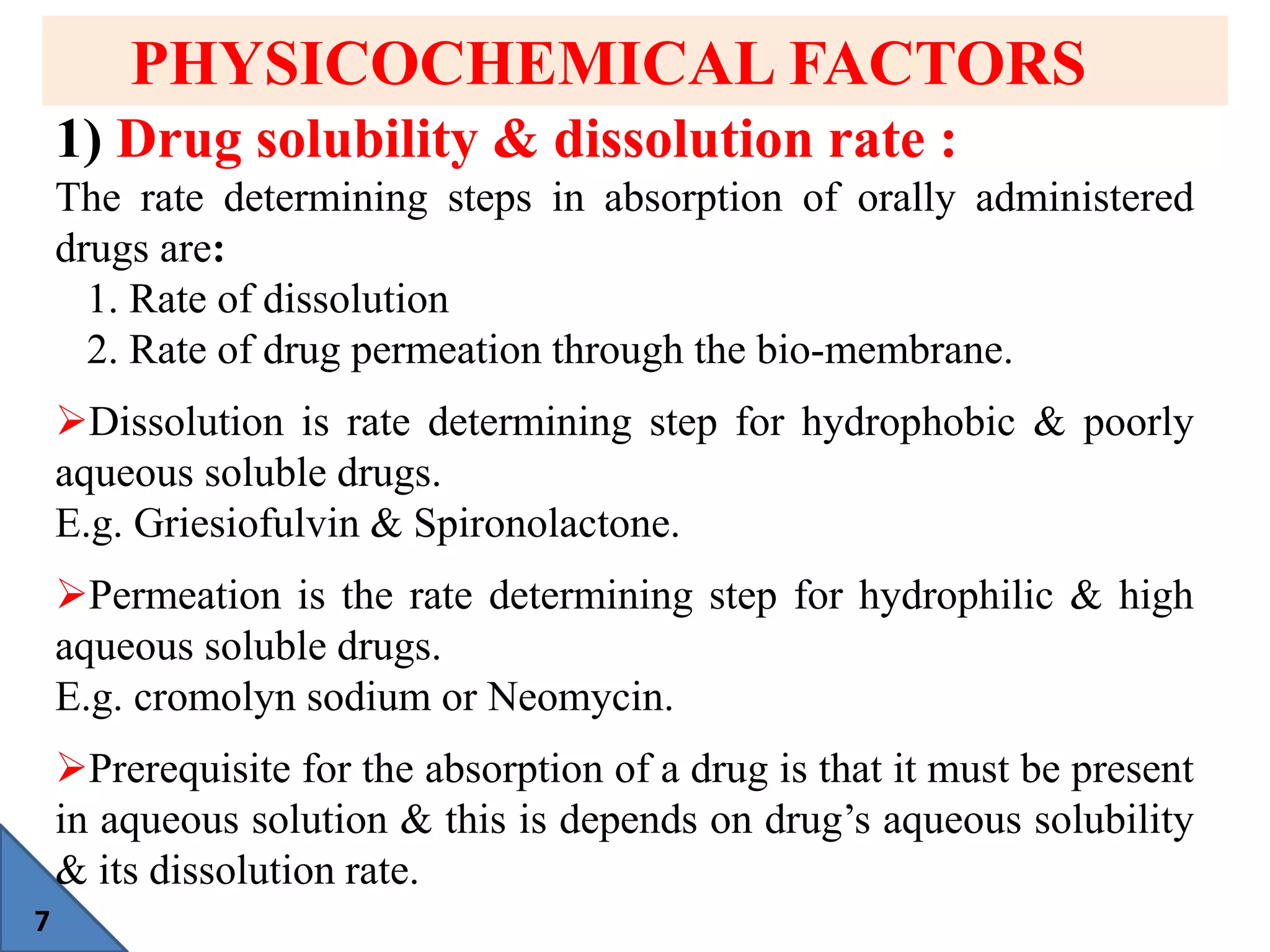 Factors affecting drug absorption | PPTX