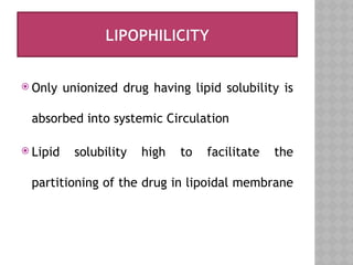 Factors Affecting Drug Absorption- by Chinmyee Saha, PhD Scholar,RKU | PPTX