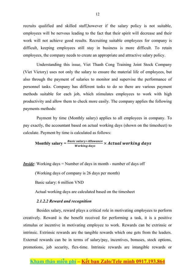 Factors affecting employee motivation in viet thanh cong training joint ...