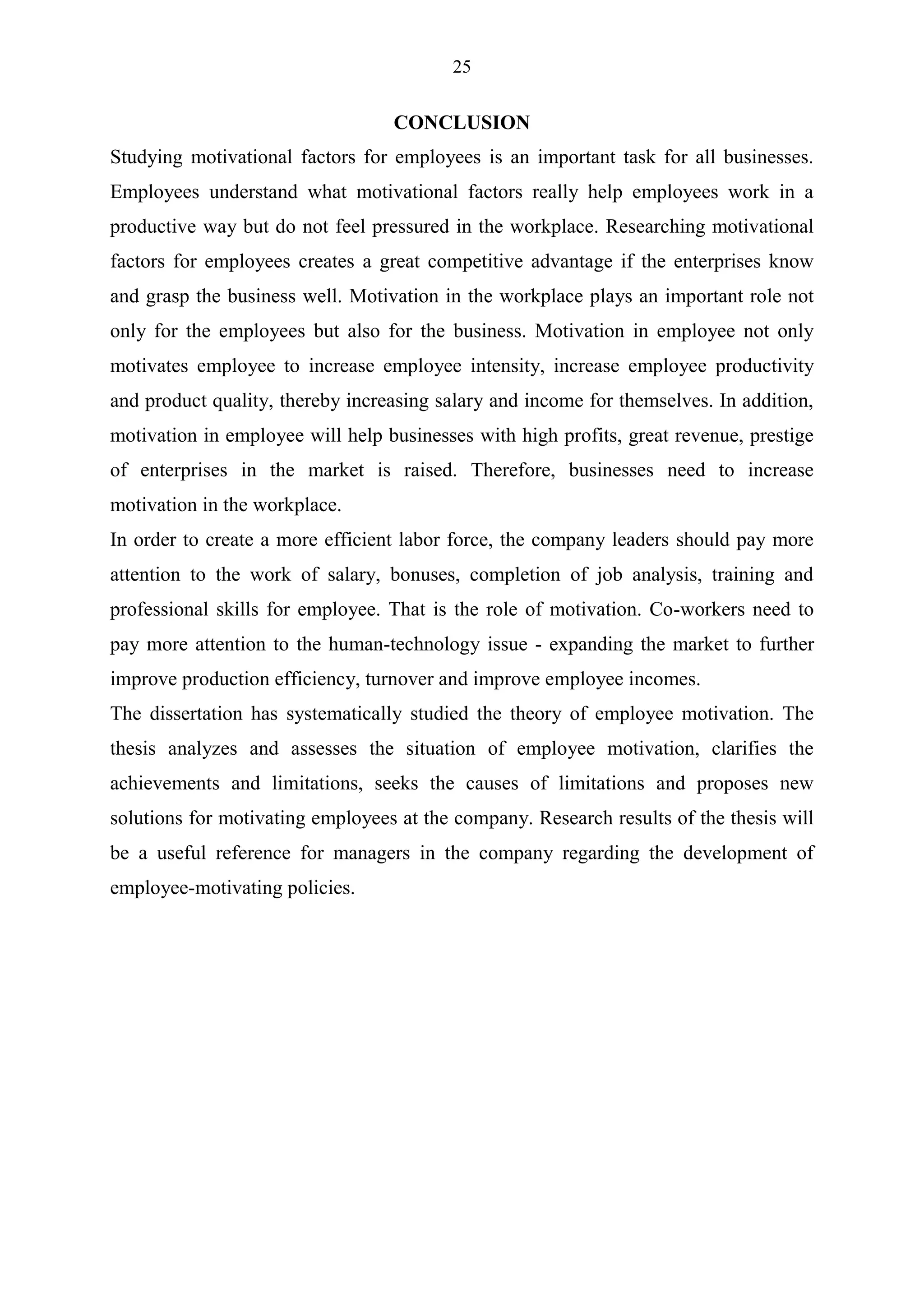 Factors Affecting Employee Motivation In Viet Thanh Cong Training Joint ...