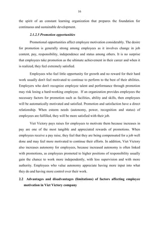 Factors Affecting Employee Motivation In Viet Thanh Cong Training Joint ...