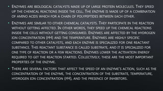 Factors Affecting Enzyme Activity | PPTX