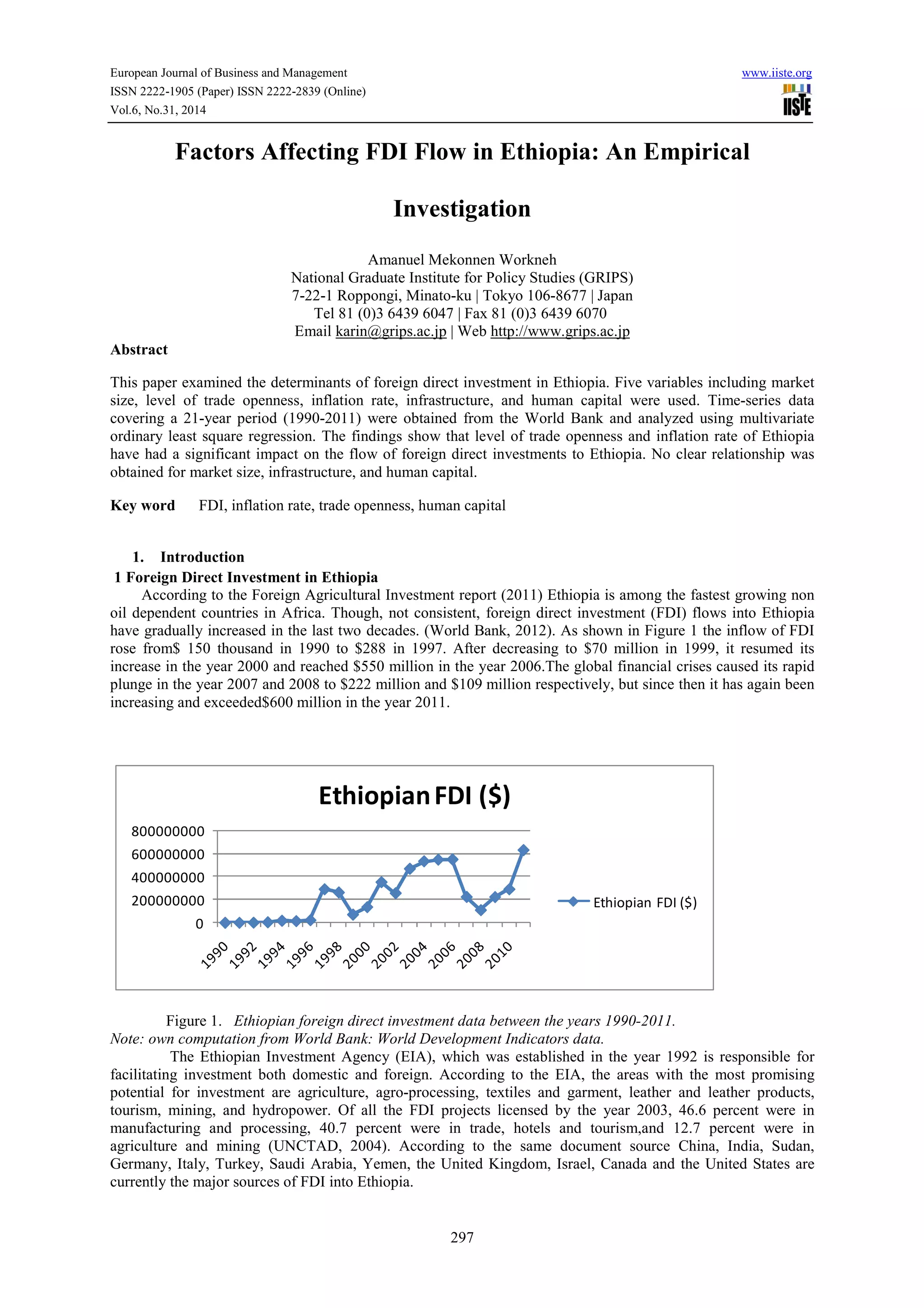 Factors affecting fdi flow in ethiopia | PDF