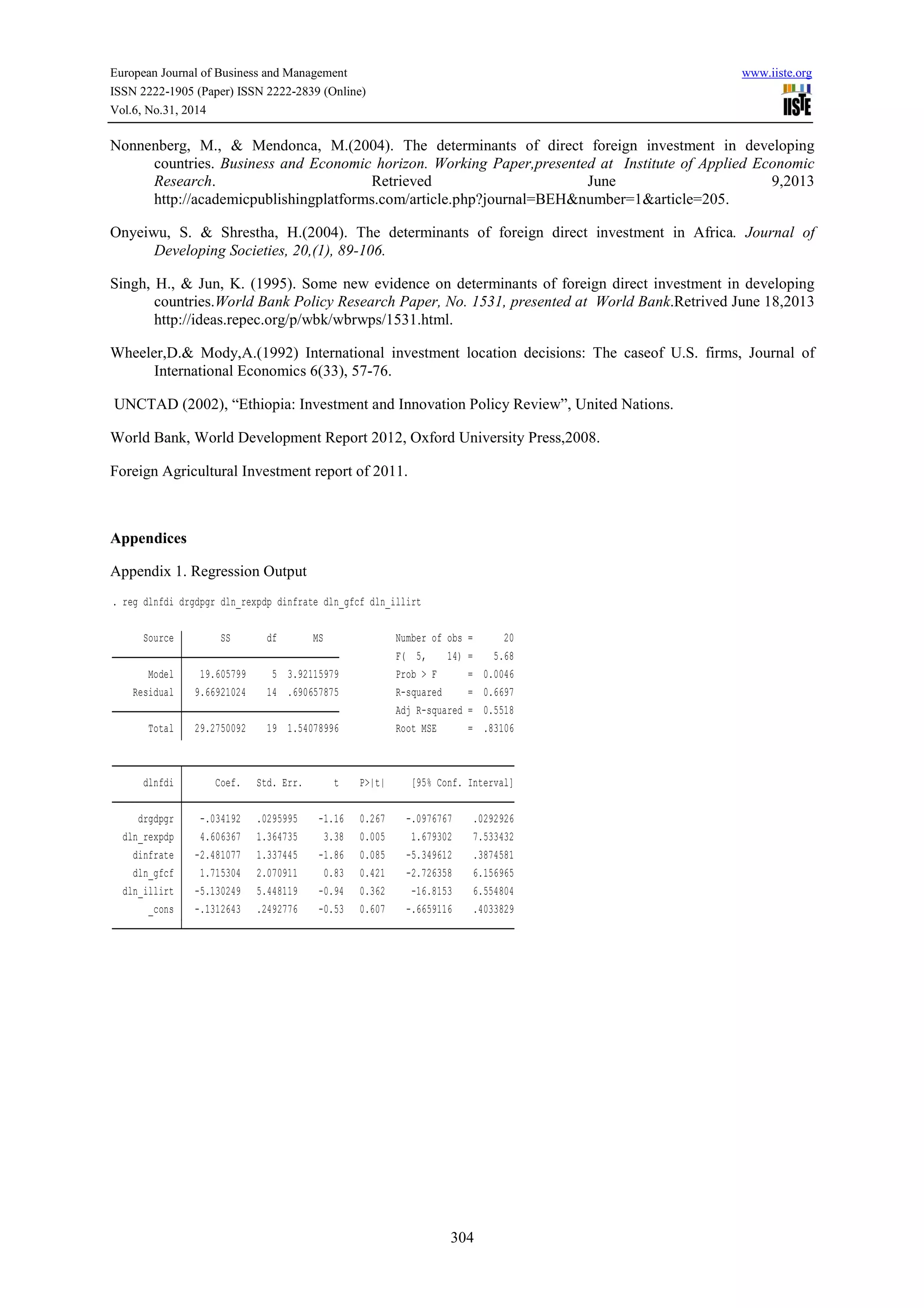 Factors affecting fdi flow in ethiopia | PDF