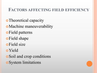 factors affecting field performance, ergonomic performance & rolling ...