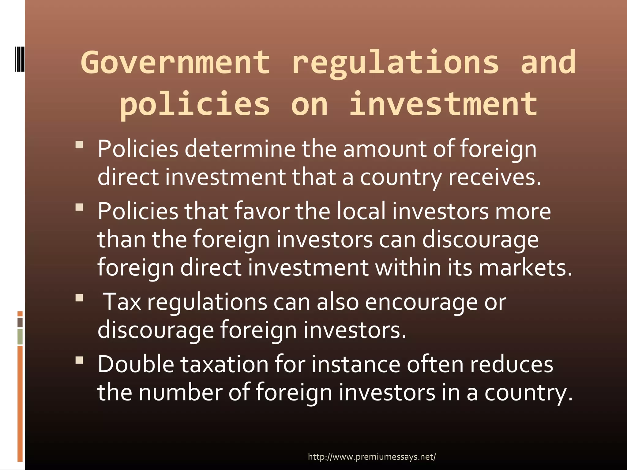 Factors affecting foreign direct investment | PPT