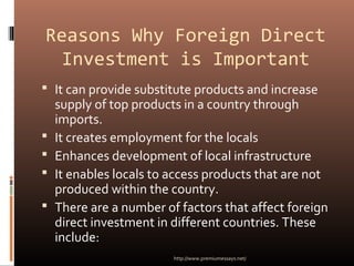 Factors affecting foreign direct investment | PPT