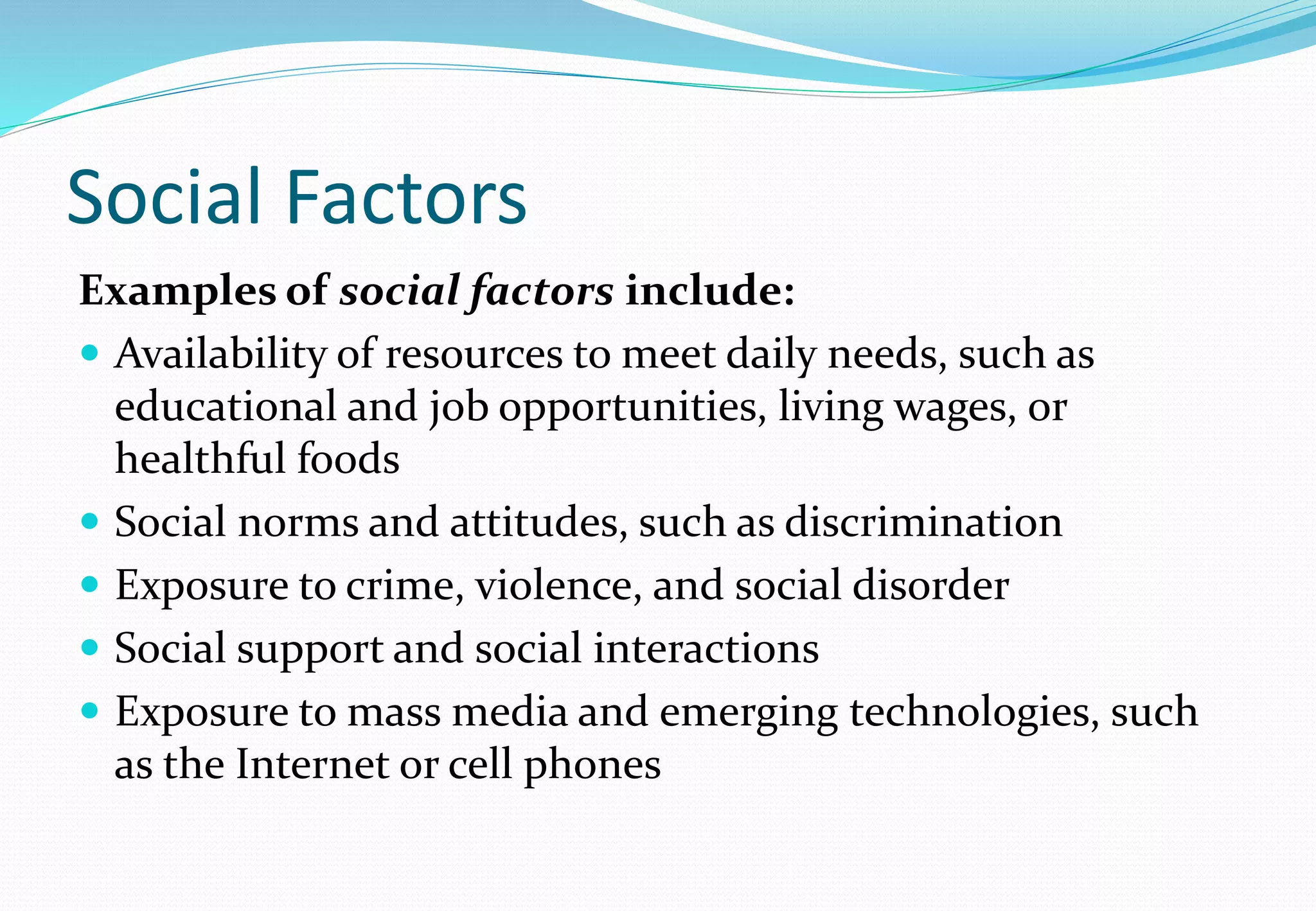 Factors affecting health of the individual and the community | PPTX