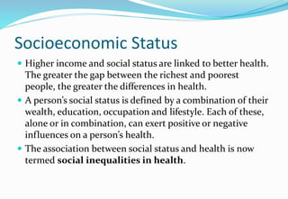 Factors affecting health of the individual and the community | PPTX