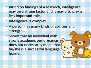 Factors affecting language learning strategies | PPT