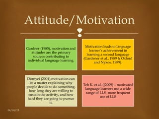 Factors affecting language learning strategies | PPT