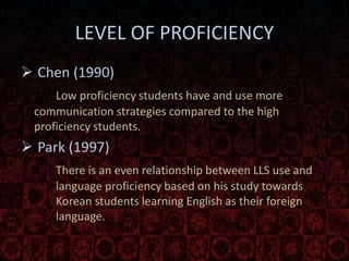 Factors affecting language learning strategies | PPTX